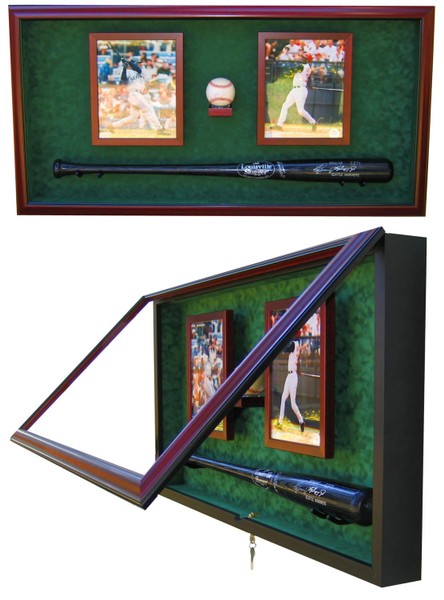 Baseball Bat, Two 8x10 Photos and Ball Custom Hand Crafted Cabinet ...