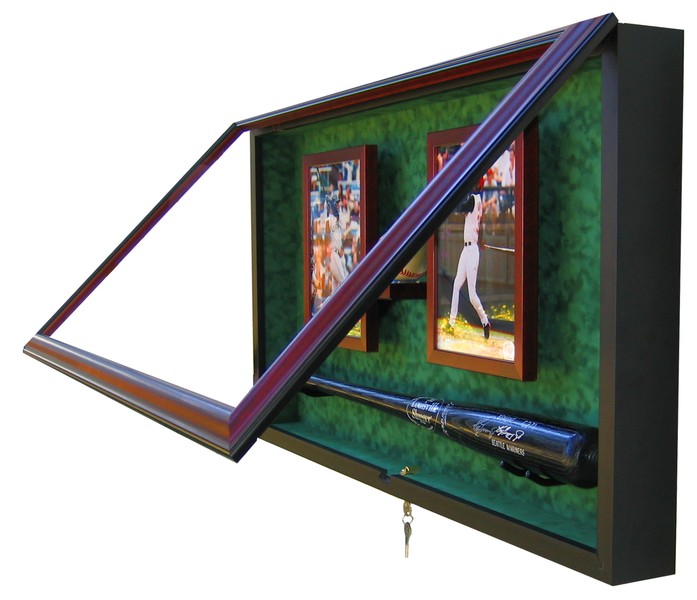 Baseball Bat, Two 8x10 Photos and Ball Custom Hand Crafted Cabinet ...