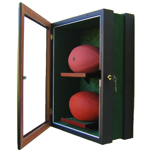 Two Full Size Football Custom Hand Crafted Wood Cabinet Display Case ...