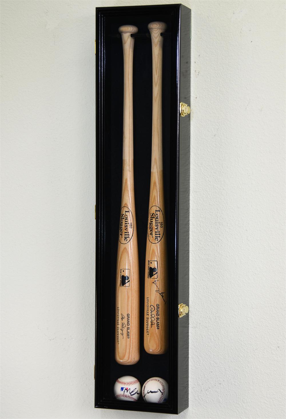 Two Baseball Bat And Ball Wood Cabinet Display Case | Free Shipping ...