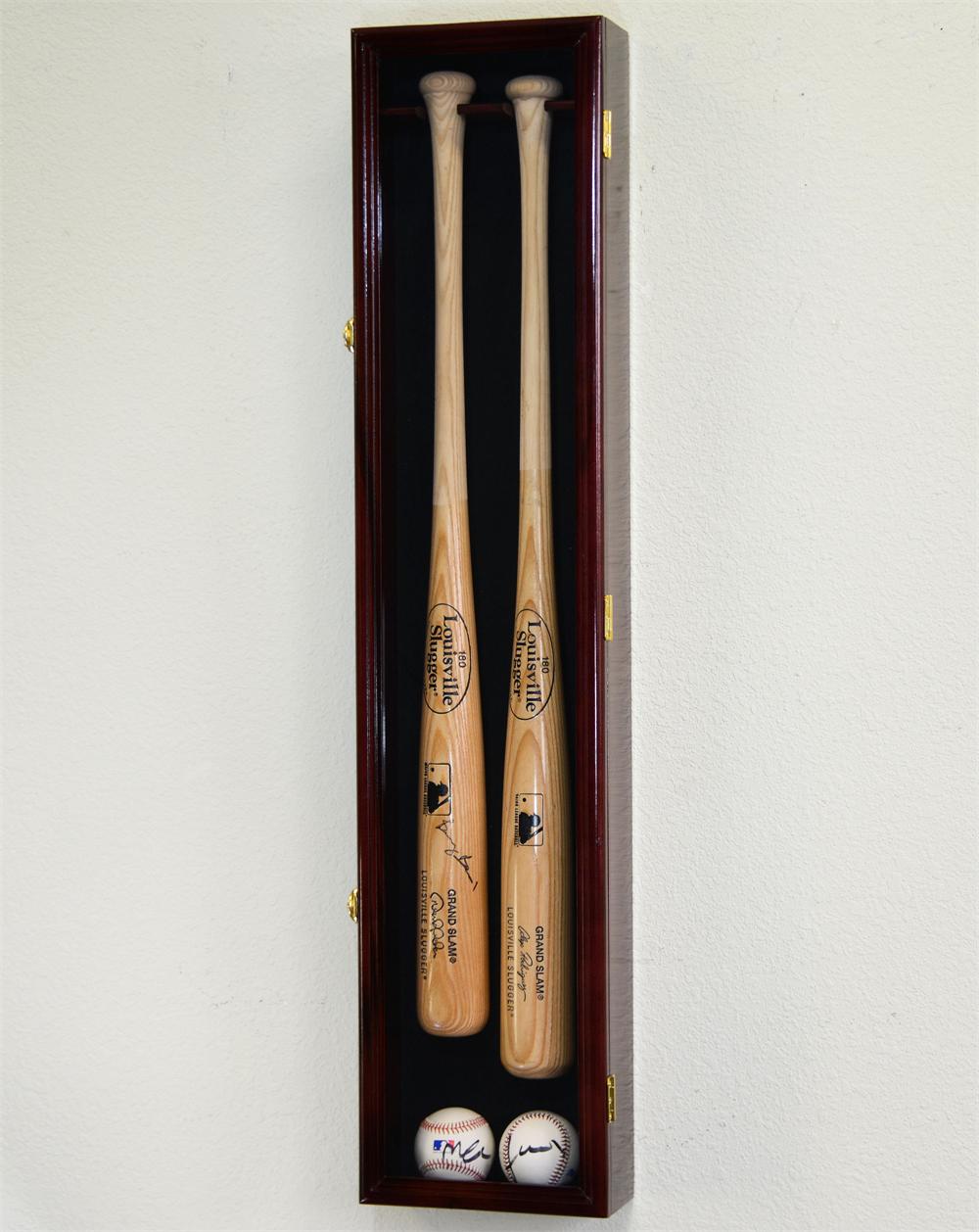 Two Baseball Bat And Ball Wood Cabinet Display Case | Free Shipping ...
