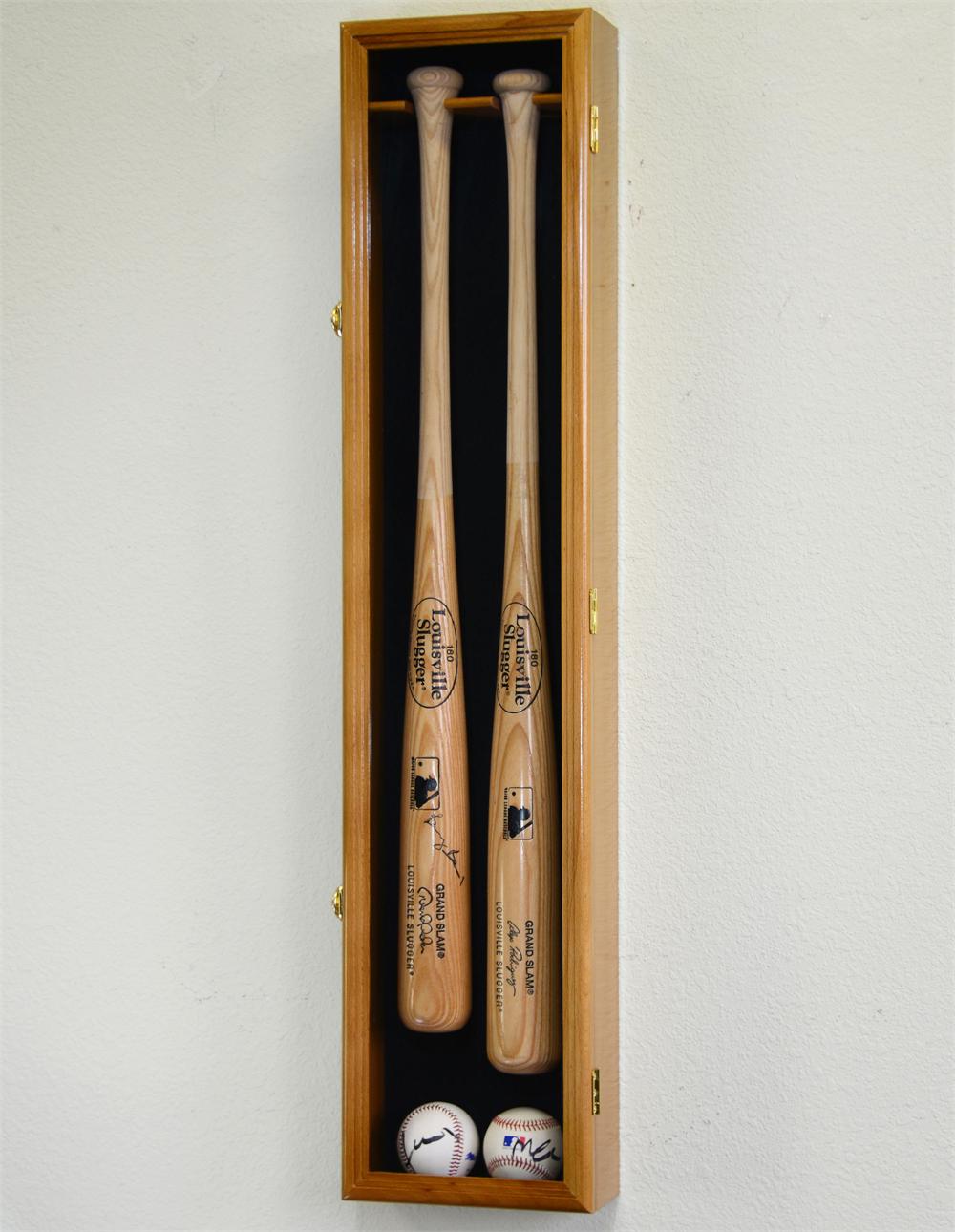 Two Baseball Bat And Ball Wood Cabinet Display Case | Free Shipping ...