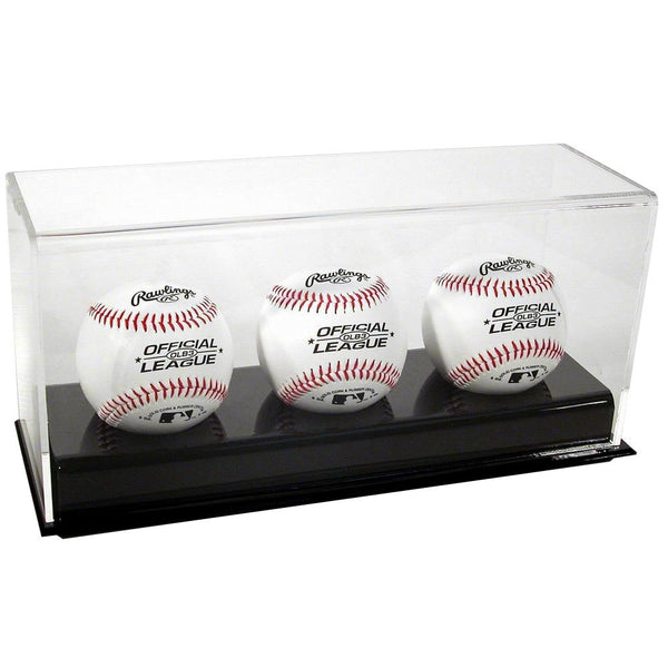 Three Baseball Display Case Acrylic Base | Free Shipping - Memorabilia ...