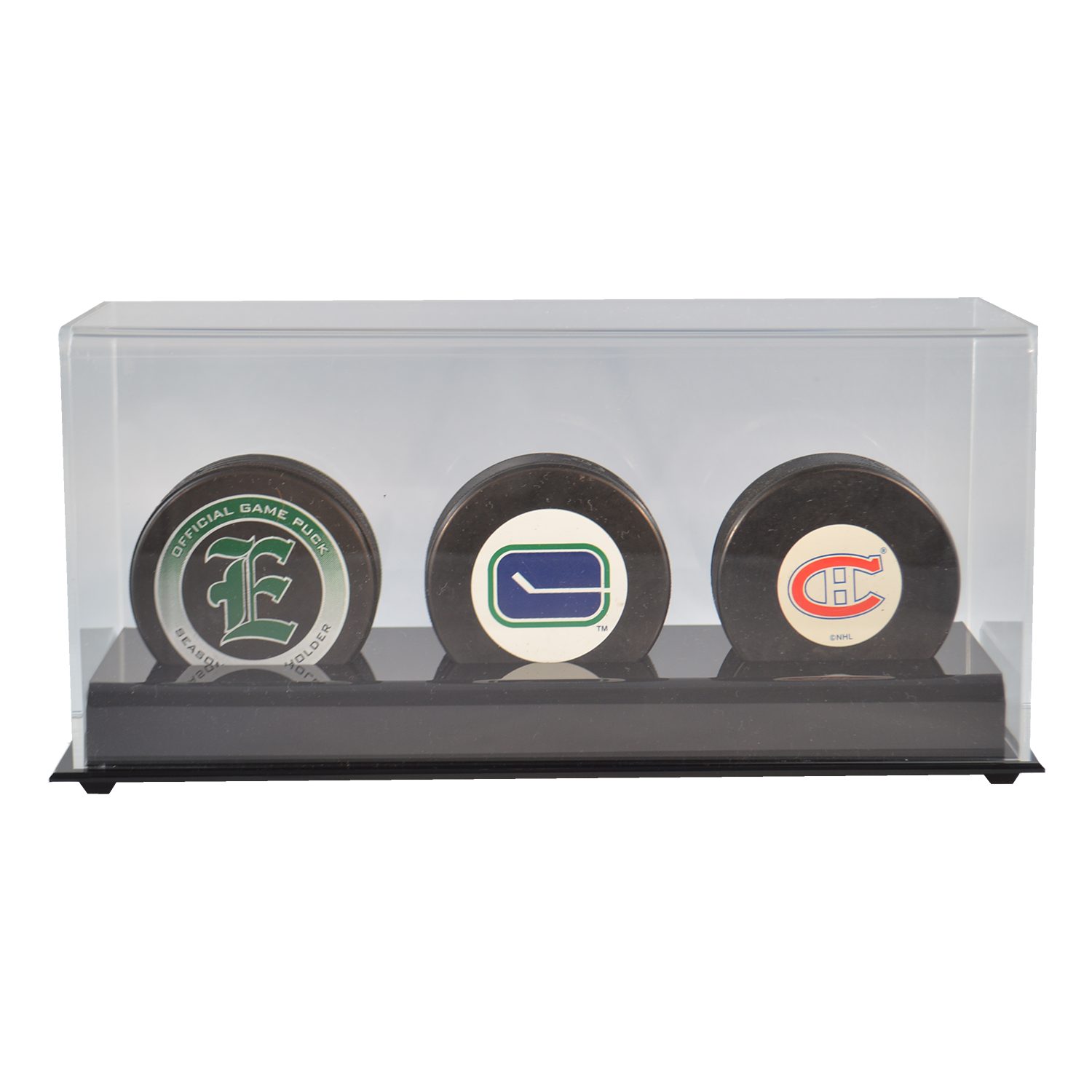Three Hockey Puck Display Case Acrylic Base | Free Shipping ...