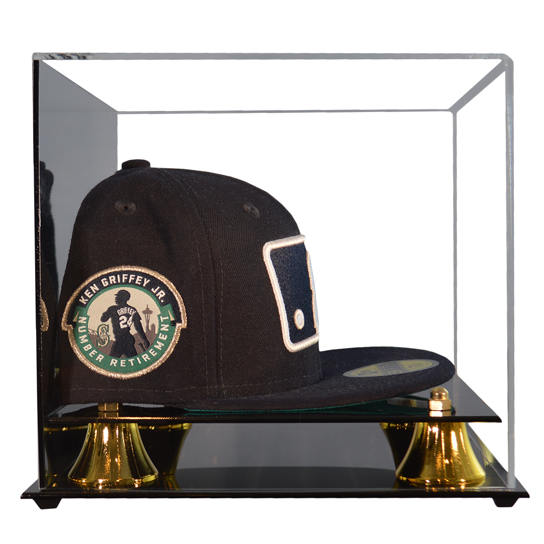 Baseball Hat Premium Display Case with Gold Risers | Free Shipping ...