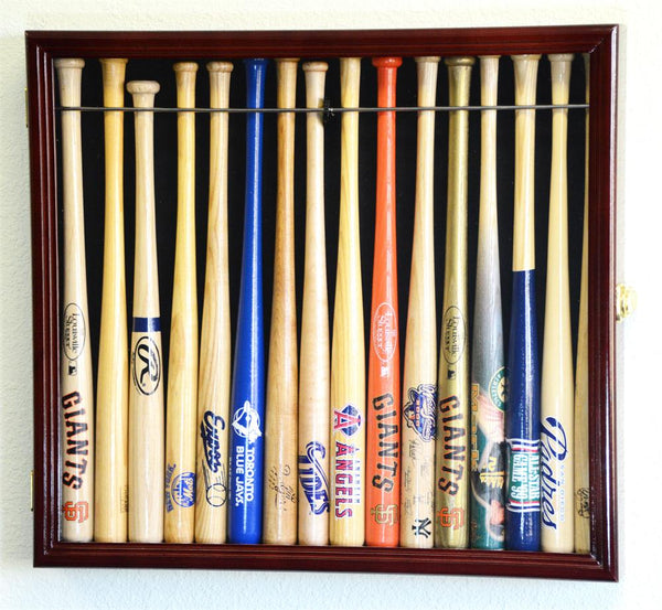 Sixteen Mini Baseball Bat Wood Cabinet Display Case | Free Shipping ...