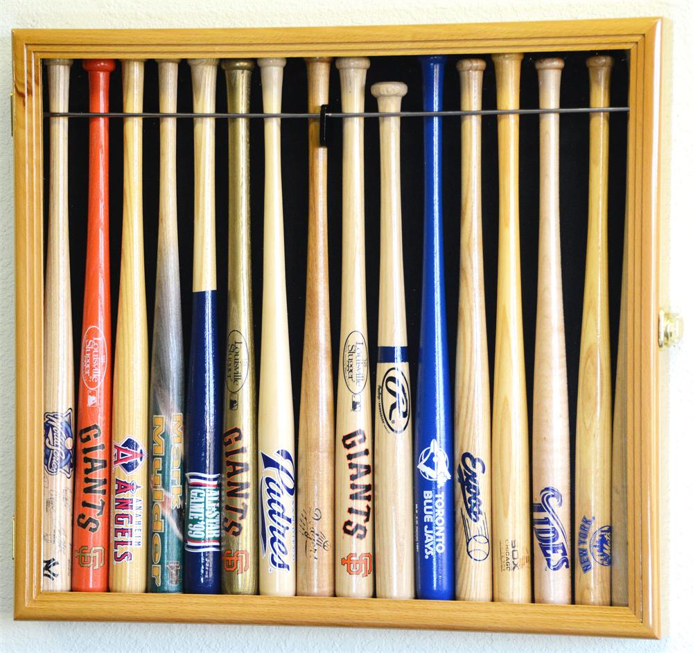 Sixteen Mini Baseball Bat Wood Cabinet Display Case | Free Shipping ...